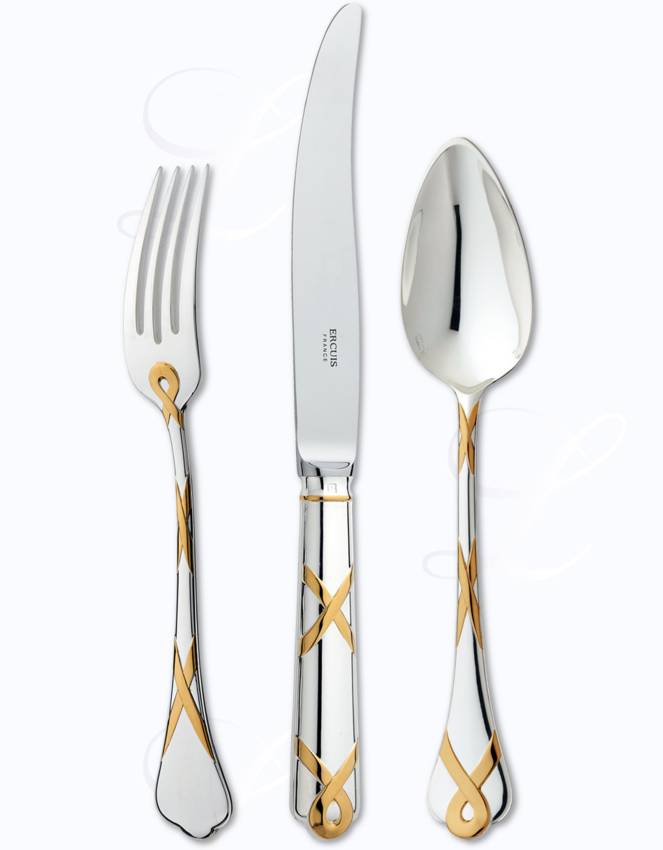 Ercuis Paris cutlery in silver plated w/ gold decor